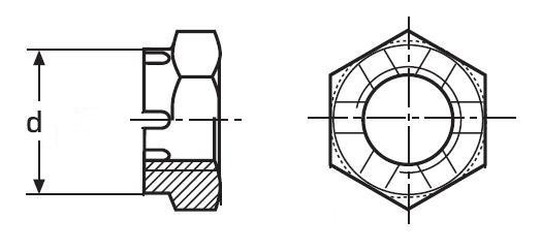 M42x1.5 PLAIN /8/ Hexagon thin slotted and castle nuts DIN 937 ...